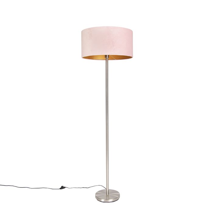 Čelična podna lampa sa roze abažurom 50 cm - Simplo