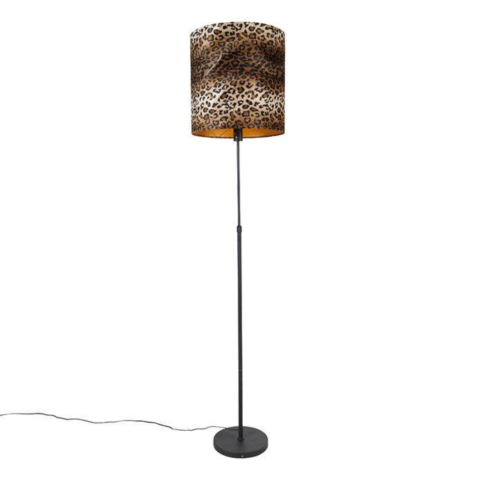 Podna lampa crni abažur leopard dizajn 40 cm - Parte