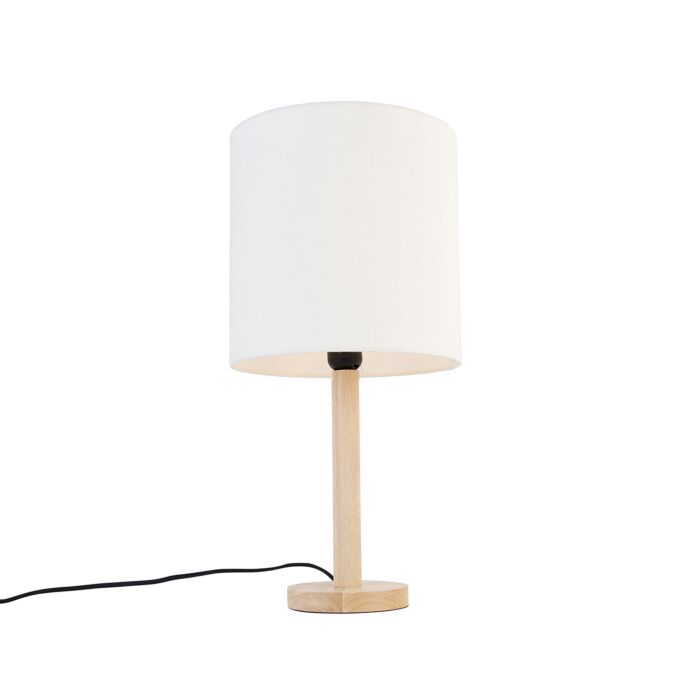 Seoska stolna lampa drvo sa belim abažurom - Mels