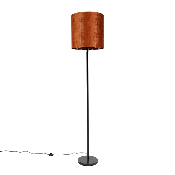 Podna lampa crni somot sjenilo narandžasta 40 cm - Simplo