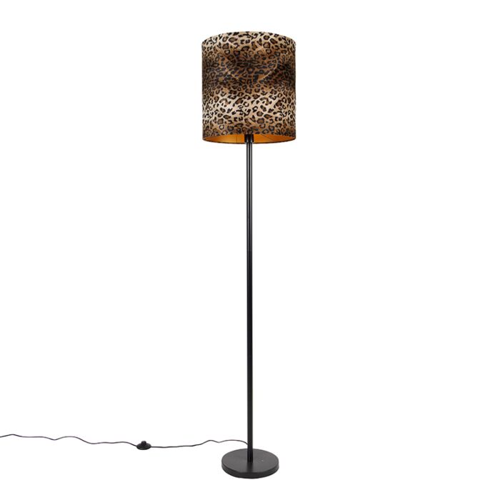 Podna lampa crni abažur leopard dizajn 40 cm - Simplo