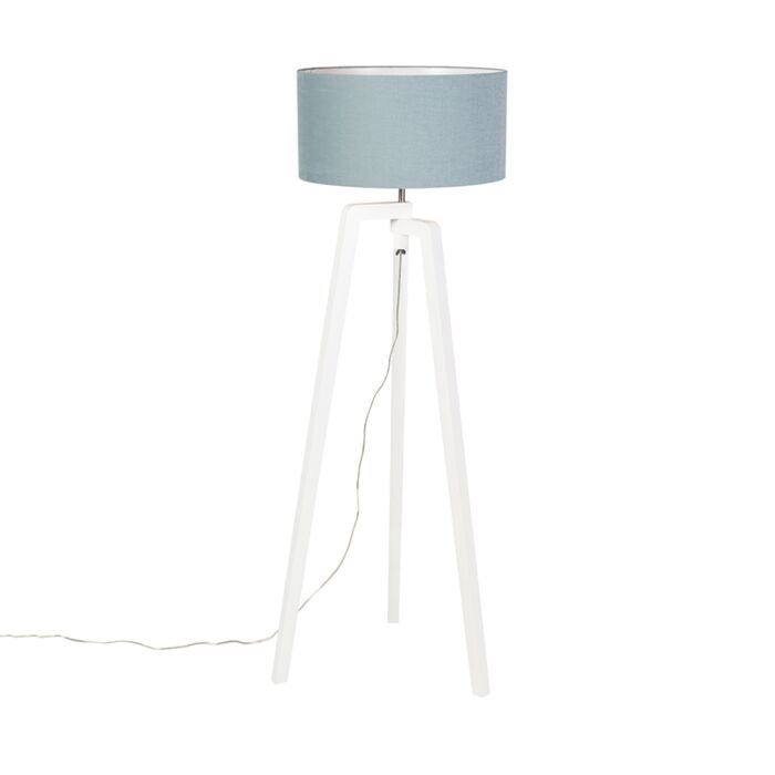 Stativ za podnu lampu belo drvo sa mineralnim abažurom 50 cm - Puros