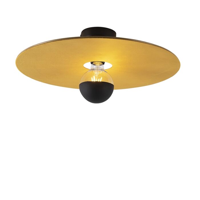 Plafonska lampa crna ravno abažur žuta 45 cm - Combi