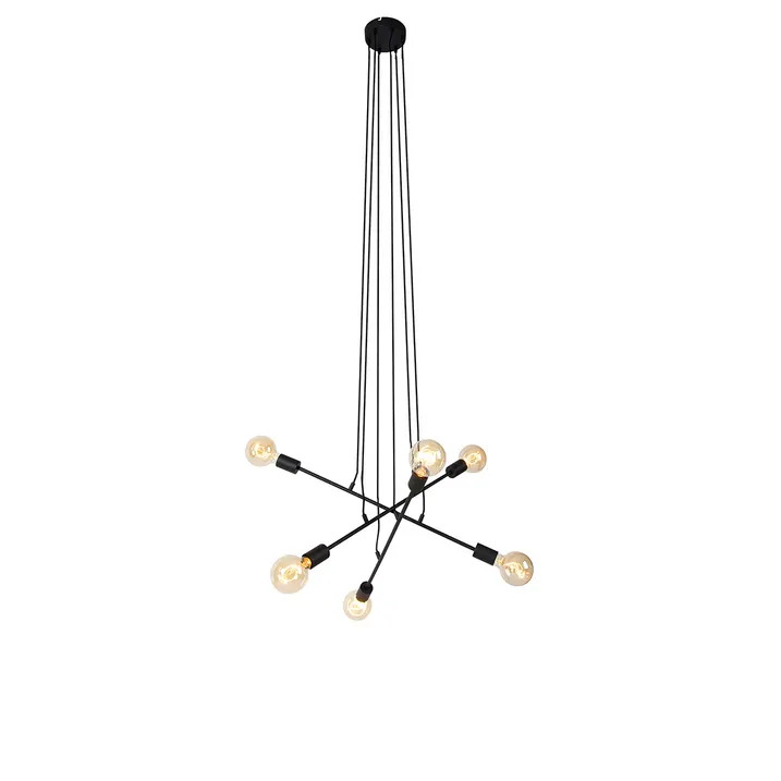 Moderna viseća lampa crna 80 cm 6 svetala - Sidnej