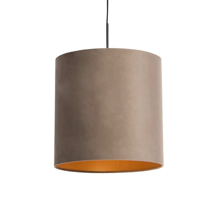 Viseća lampa sa velur abažurom taupe sa zlatom 40 cm - Combi