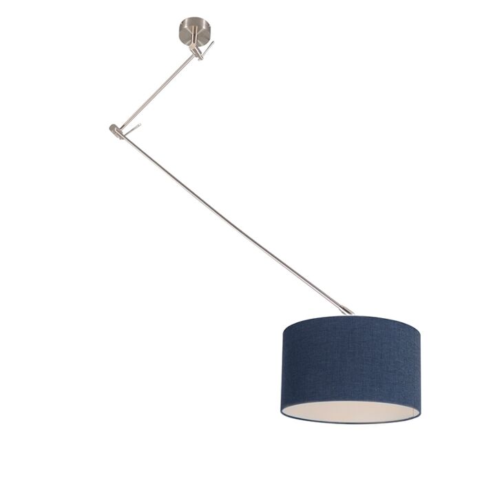 Viseća lampa čelična sa abažurom 35 cm plava podesiva - Blitz I