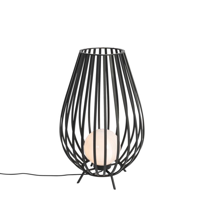 Dizajn podna lampa crna sa opalom 70 cm - Angela