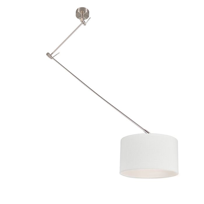 Viseća lampa čelična sa abažurom 35 cm belo podesivo - Blitz I