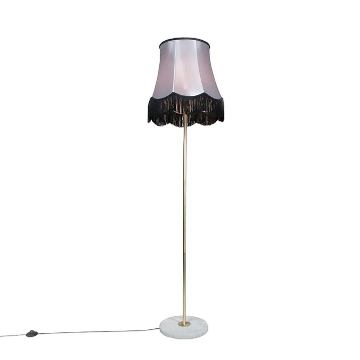 Podna lampa mesing sa abažurom Granni B crno-siva 45 cm - Kaso