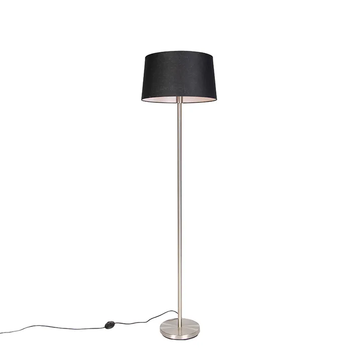 Moderna podna lampa čelična sa crnim abažurom 45 cm - Simplo