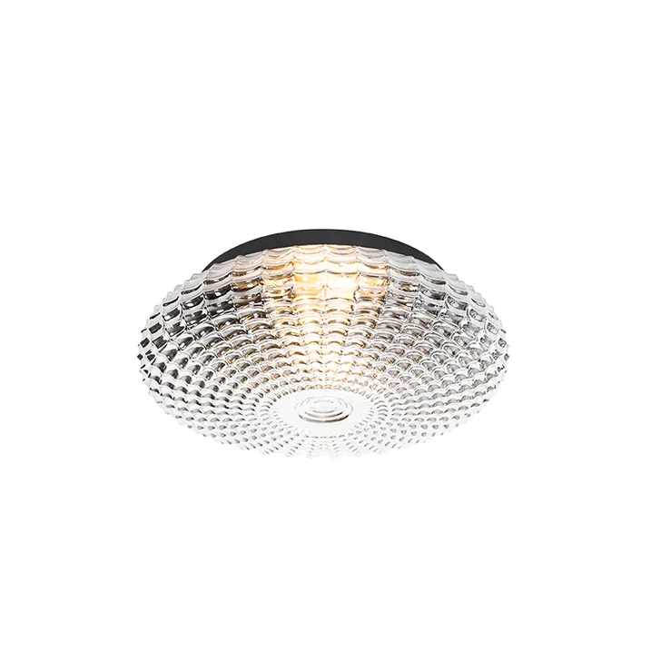 Klasična plafonska lampa crna sa dimnim staklom 35 cm IP44 - Nohmi