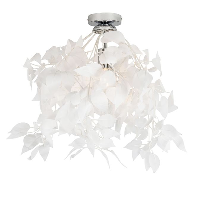 Romantična plafonska lampa bela sa listovima - Feder