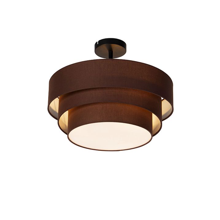 Moderna plafonska lampa braon 45 cm 3-svetla - Drum Trio
