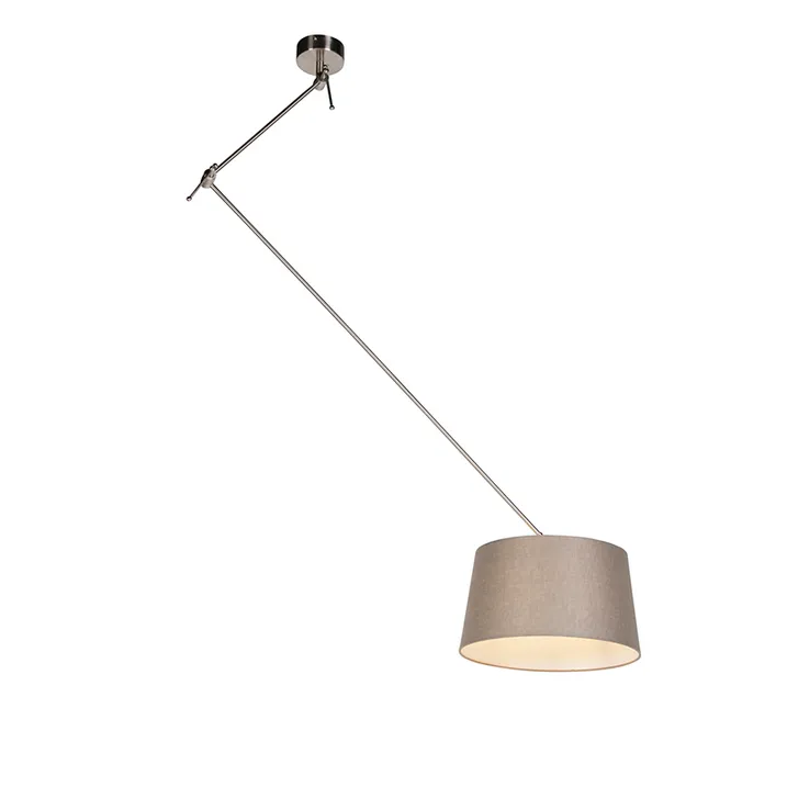 Viseća lampa čelična sa platnenim abažurom taupe 35 cm - Blitz