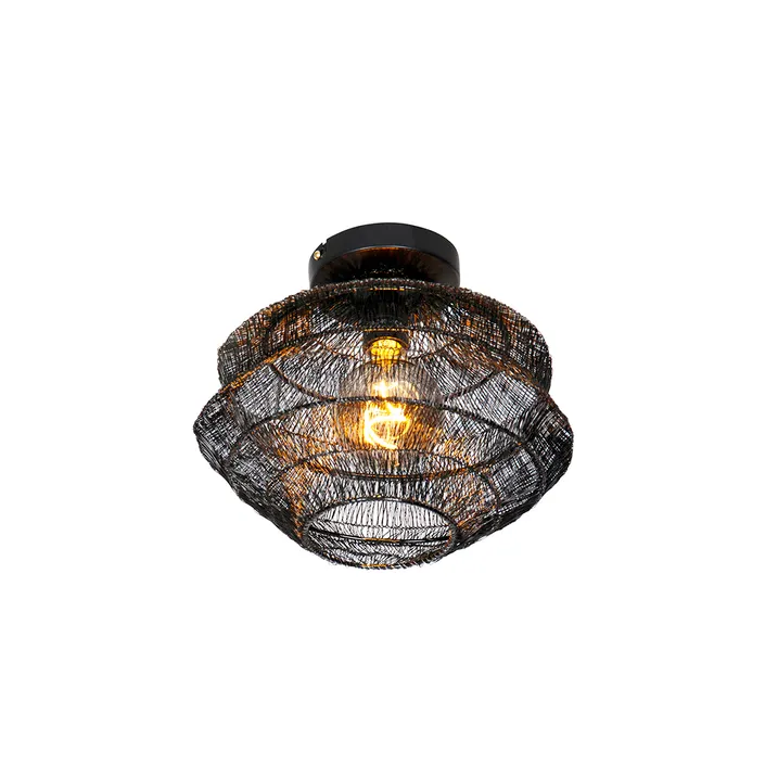 Orijentalna plafonska lampa crna 25 cm - Vadi