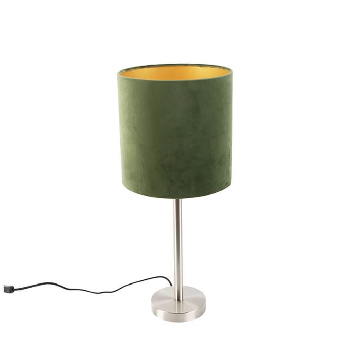 Stona lampa čelična sa zelenim abažurom 25 cm - Simplo