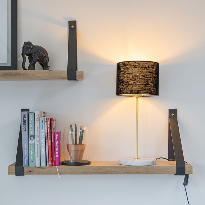 Stona lampa mesing sa crnim abažurom 20 cm - Kaso