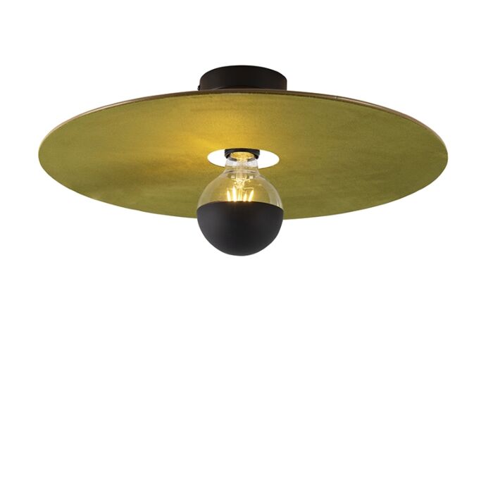 Plafonska lampa crna ravno abažur zelena 45 cm - Combi