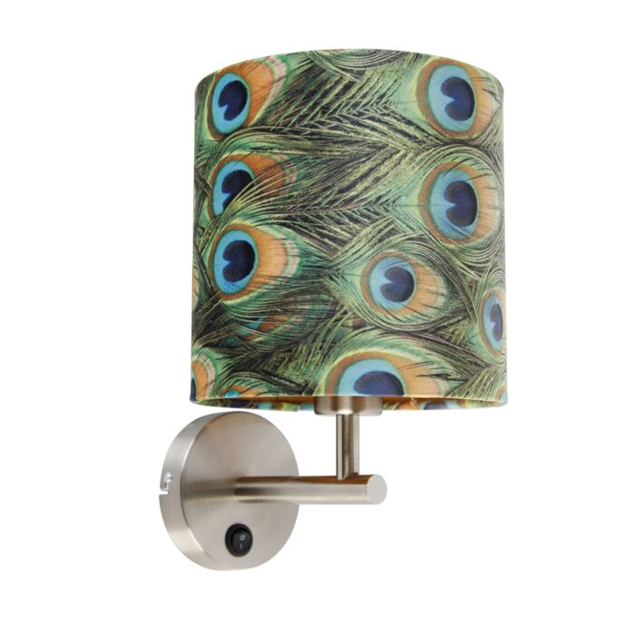 Botonic zidna lampa čelična sa velur abažurom paun - Combi