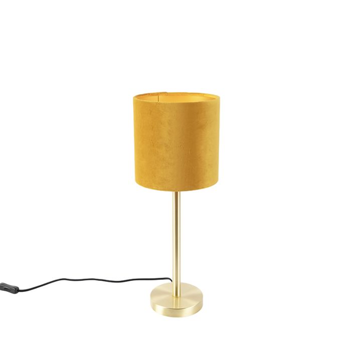 Stona lampa mesing sa žutim abažurom 20 cm - Simplo