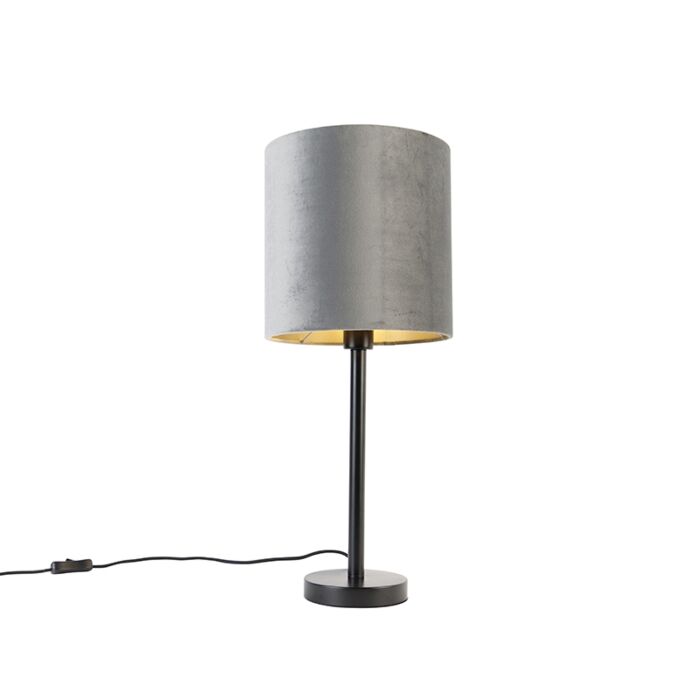 Moderna stona lampa crna sa abažurom sivim 25 cm - Simplo