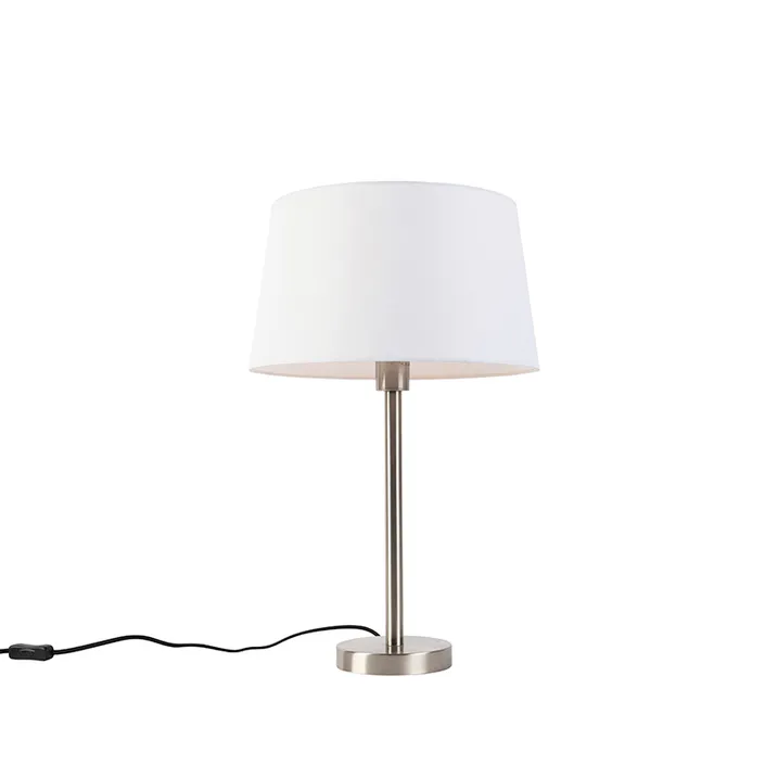 Moderna stona lampa čelična sa belim abažurom 32 cm - Simplo