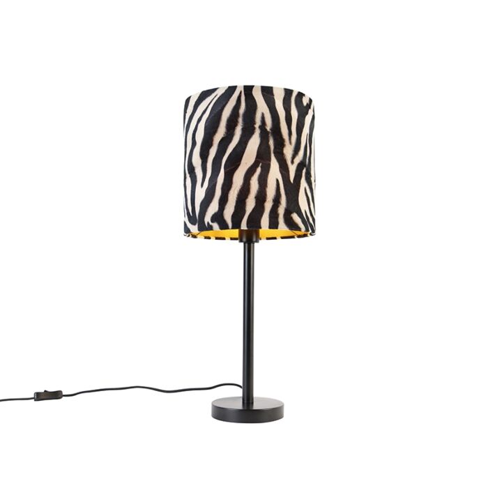 Moderna stona lampa crna sa abažurom zebra 25 cm - Simplo