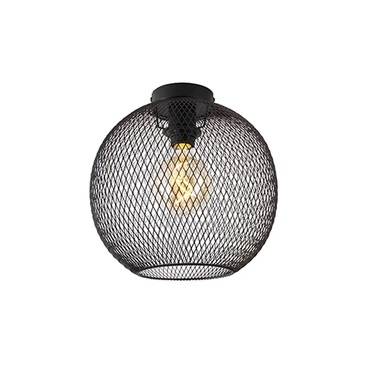 Moderna plafonska lampa crna 30 cm - Mesh Ball