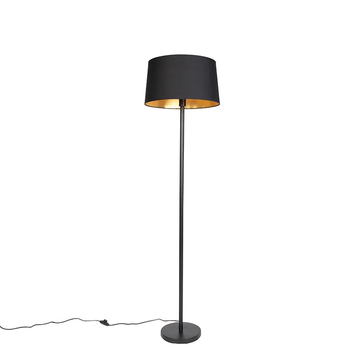 Moderna podna lampa crna sa crnim abažurom 45 cm - Simplo