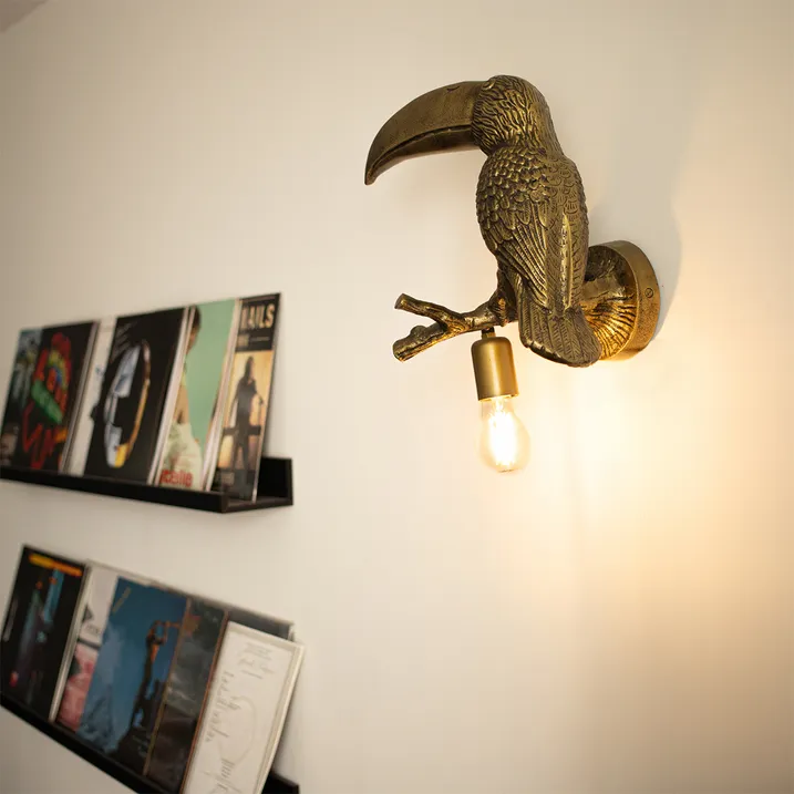 Vintage zidna lampa mesing - Animal Toucan