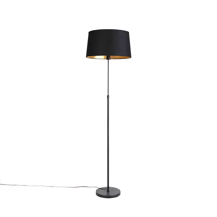 Podna lampa crna sa crnim abažurom 45 cm podesiva - Parte