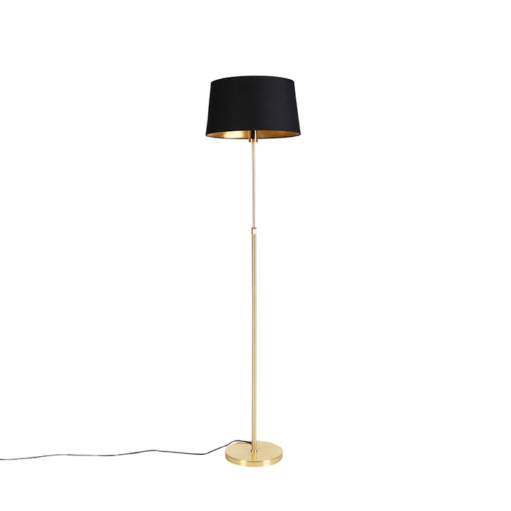 Podna lampa zlatna/mesing sa crnim abažurom 45 cm podesiva - Parte