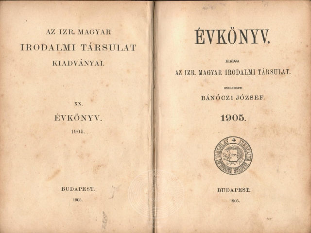 Évkönyv 1905. Kiadja az Izraeli Magyar Irodalmi Társulat.