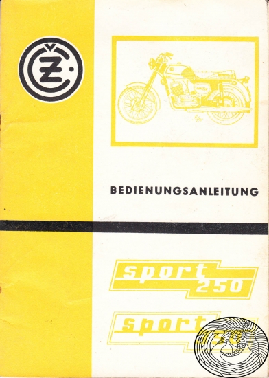CZ sport 250 type 471 1974 bedienungsanleitung