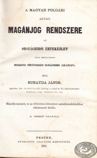 A magyar polgári anyagi magánjog rendszere az országbírói értekezlet által megállapított szabályokhoz alkalmazva.