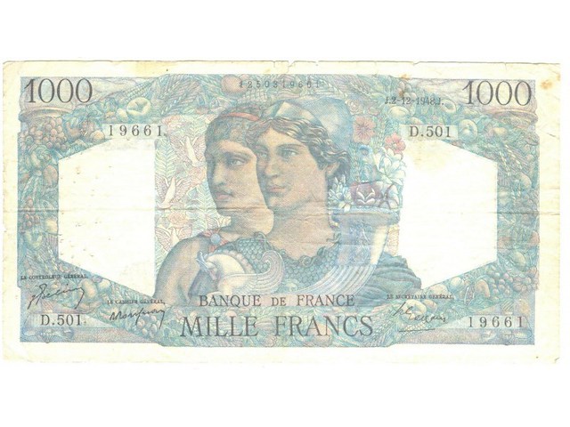 Francuska 1000 francs 1948