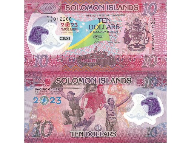 Solomon Islands 10 dollars 2023. UNC Pacific Games