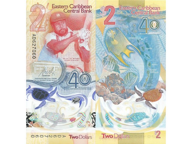 EAST CARIBBEAN Istočni Caribi 2 Dollars 2024. UNC