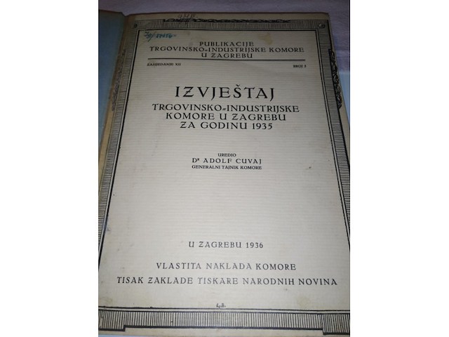 Izvestaj trgovinsko industriske komore 1935