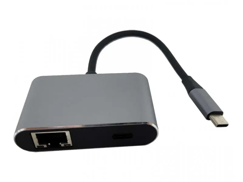 FAST ASIA Adapter-konvertor TIP C na 2xUSB 3.0+TIP C+RJ45