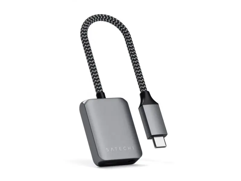 SATECHI Audio & PD Adapter USB-C na 3.5mm, Sivi