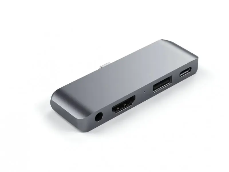 SATECHI Aluminium Type-C Mobile Pro Hub HDMI 4k,1x Jack 3mm,1x USB-A,1x USB-C, Sivi