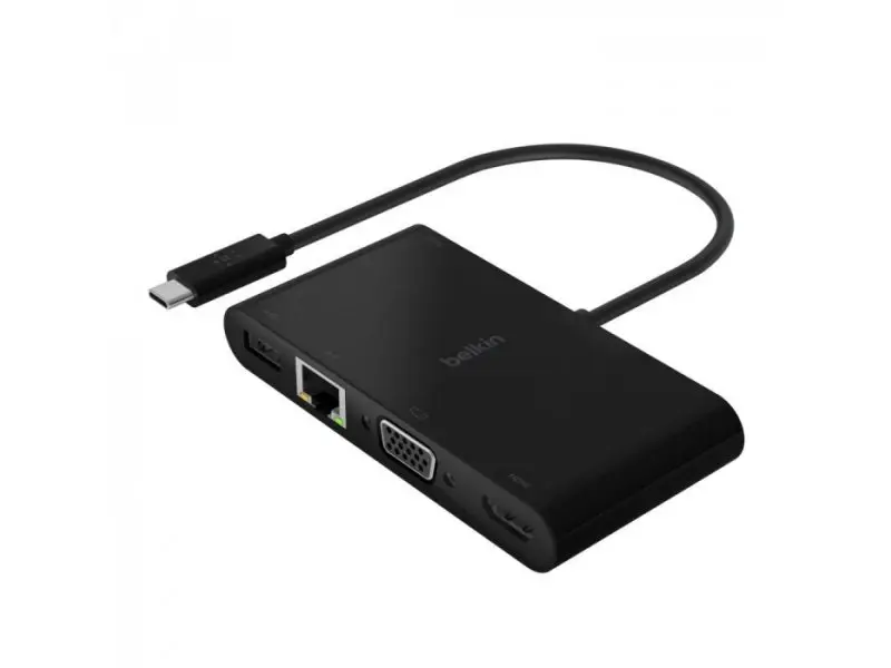 BELKIN USB-C Multimedia+Charge Adapter Crni