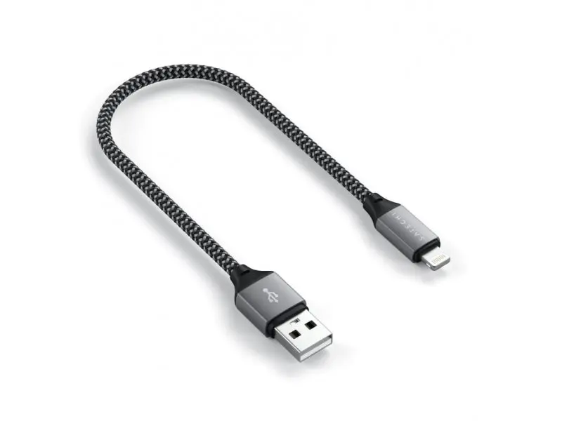 SATECHI Kabl USB-A na Lightning, Pleteni, 25cm, Sivi