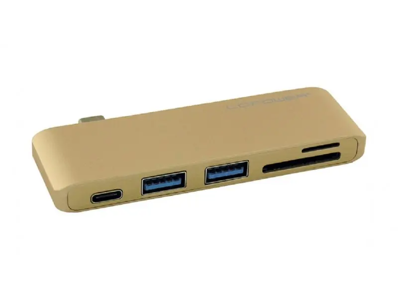 LC POWER LC-HUB-C-MULTI-2G USB Tip-C Hub, 2x USB 3.0 + 1x Tip-C port za punjenje, 1x čitač kartice