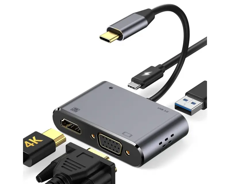 E-GREEN Adapter USB 3.1 Tip C (M) HDMI+VGA+ 3.0 USB + tip C