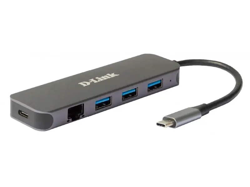 D-LINK DUB-2334 USB Hub 5in1 USB-C - USB3.0x3/GLAN/PD