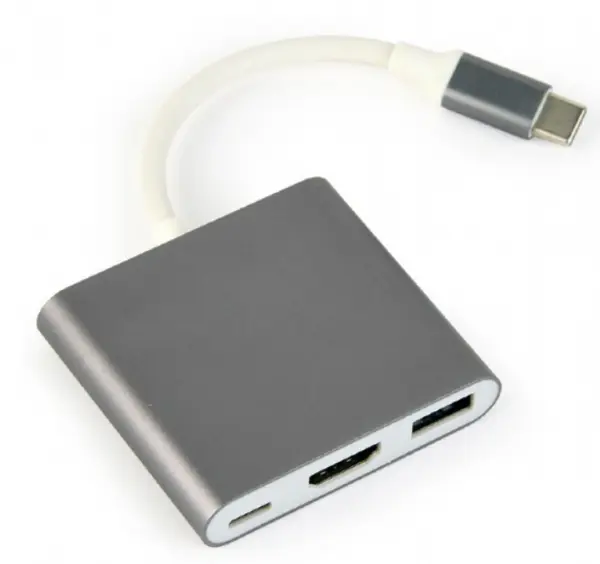 GEMBIRD Adapter USB type-C multi HDMI, USB A-CM-HDMIF-02-SG sivi