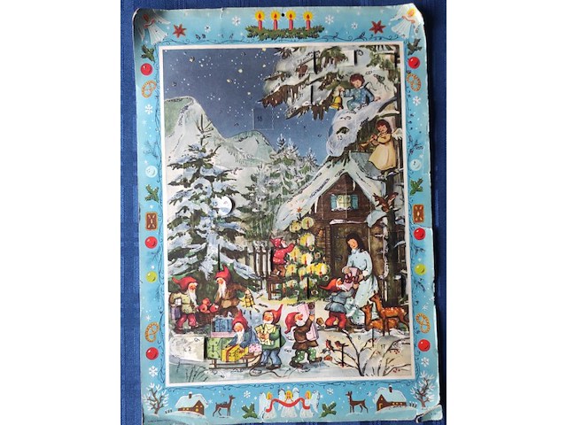 Snežana i 7 patuljaka, božićna slika sa prozorima