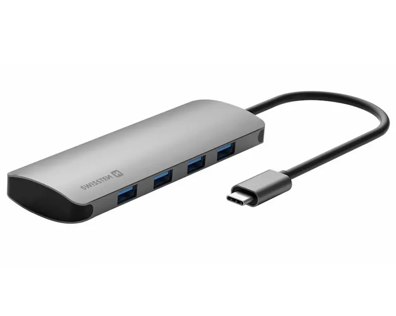 SWISSTEN Aluminijumski USB 4u1 TIP C HUB sivi